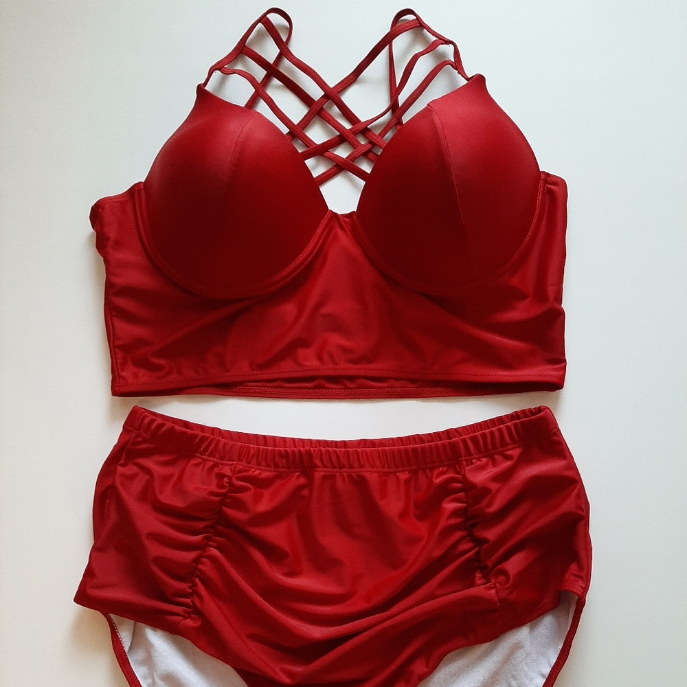 Sexy Plus Size High Waist Bikini Swimsuit Sz 14 18 Gem
